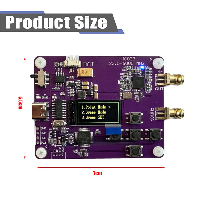 6GHz RF Signal Generator 23.5MHZ-6000MHz Pushbutton Version OLED ...