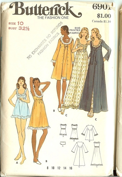 OOP Butterick Pattern Misses Nightgown Robes Pajamas Loungewear UPIC ...