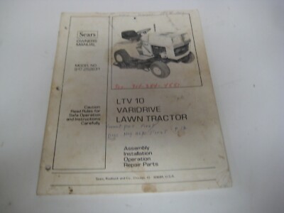 Original Sears LTV 10 Varidrive Lawn Tractor Owners Manual 917.252631 ...
