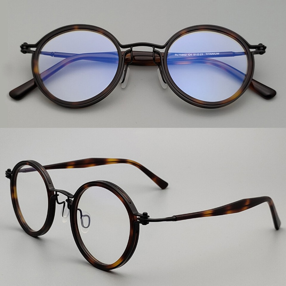 Retro Round Eyeglasses Frame Ultra Light Spectacles Metal Frame For Men ...
