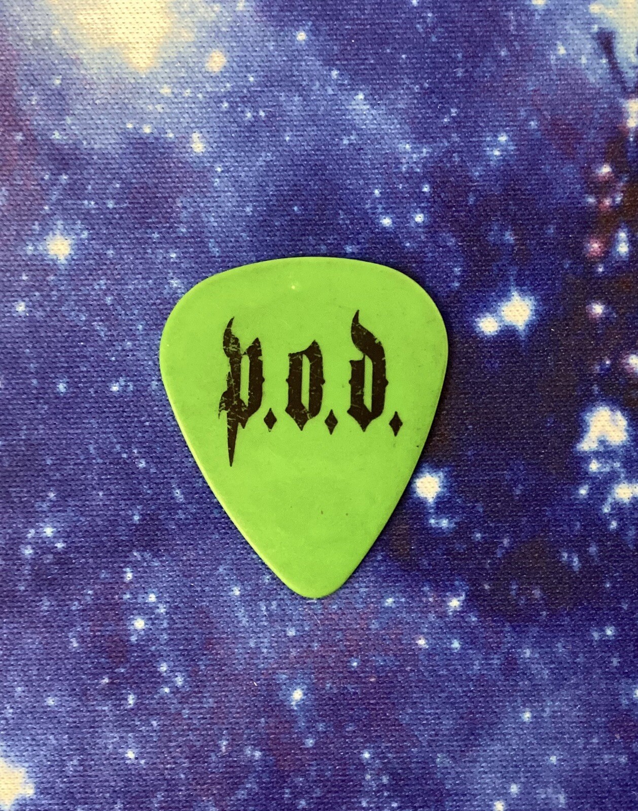 P.O.D. Payable on Death Guitar Pick Green Jason Truby Custom Sig Model ...