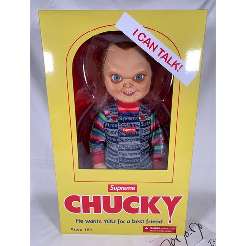 Supreme Chucky Doll 15" Talking Childs Play Figure Box Logo BOGO Mezco ...