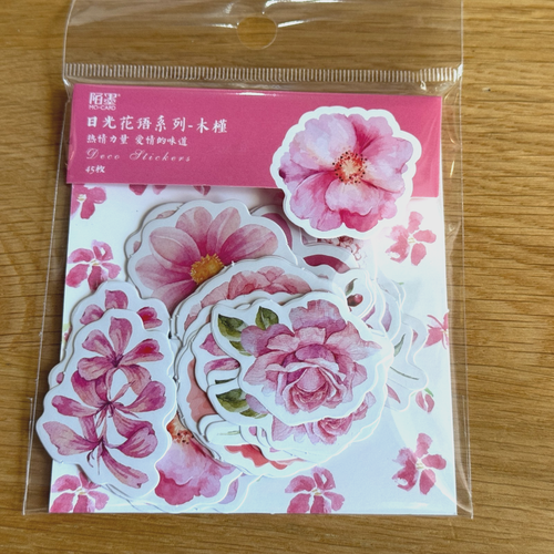 MO-CARD Deco Stickers: 45-Piece Floral Stickers, Dark Pink Varietals | eBay