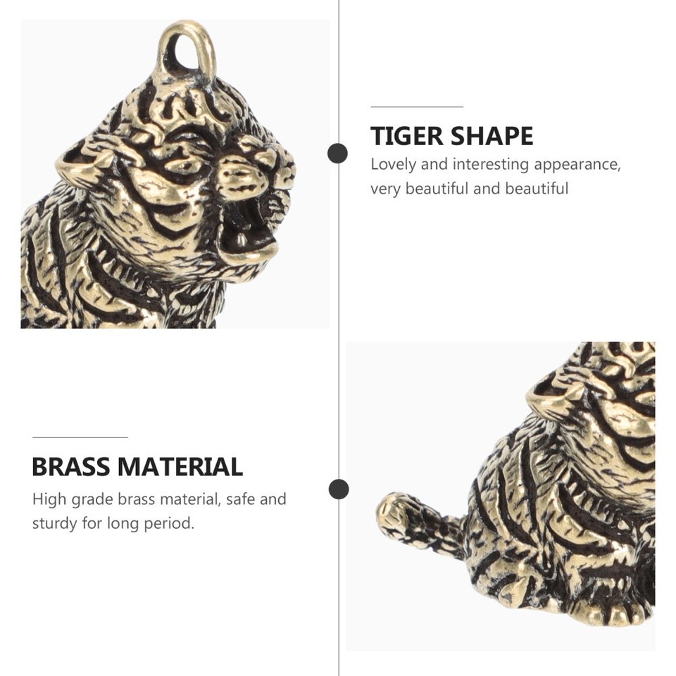 5pcs Exquisite Brass Craft DIY Pendants Brass Tiger Decors Keychain DIY ...