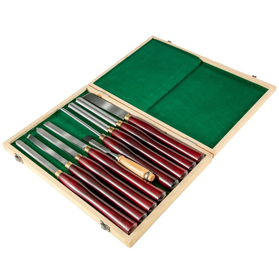 VEVOR 8pc Wood Chisel Set for Wood Root Carving & Lathe Turning - Red ...