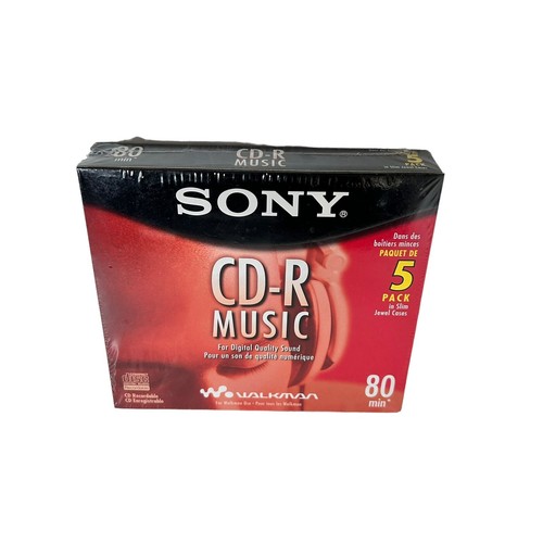 New Sealed Sony CD-R Audio Music 5 CDs Pack Recordable In Slim Jewel ...