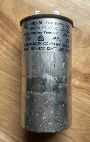50 MFD Capacitor 450V CQC02002002590 CBB65 EN60252-1 USED | eBay