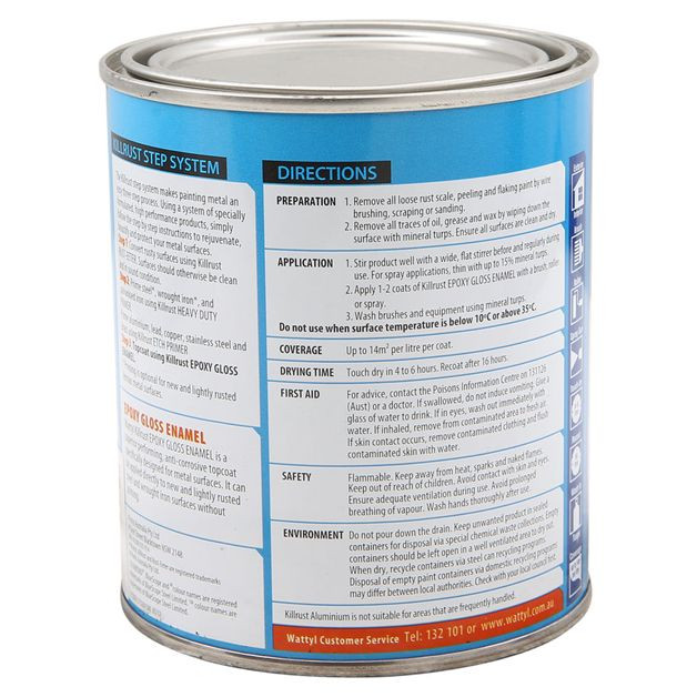 Wattyl Killrust Epoxy Gloss Enamel DELICIOUS RED Topcoat - 500ml, 1L or ...