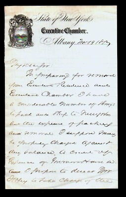 1871 Albany - New York Governor - John T Hoffman writes ALS Letter ...