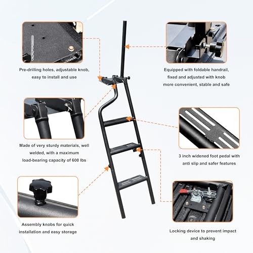 Universal Pickup Truck Tailgate Ladder, 45" Heavy Duty Foldable Pickup ...