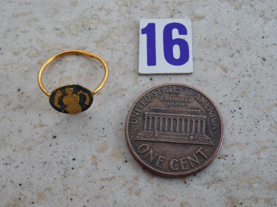 RELIGIOUS FRENCH ENAMELED VERMEIL ( MARKED ) RING JOAN OF ARC JEANNE d ...