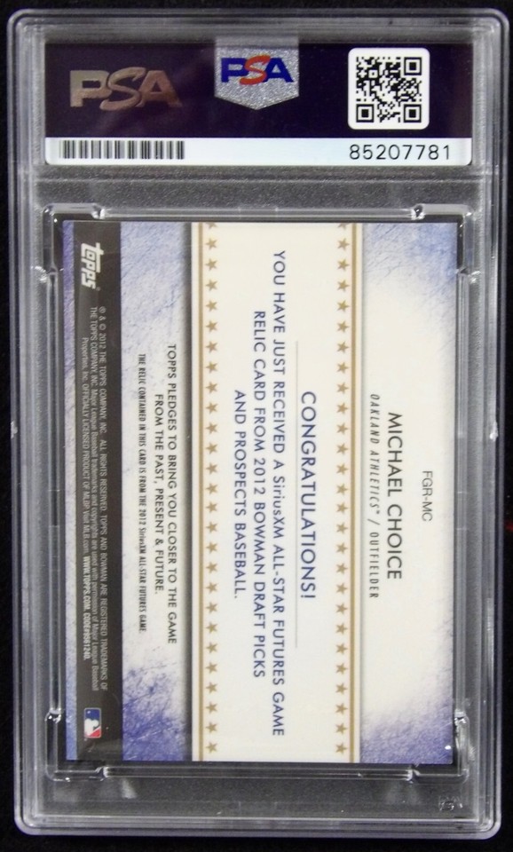 Michael Choice Signed 2012 Bowman Draft Futures Relic Card #FGR-MC PSA Authentic | eBay