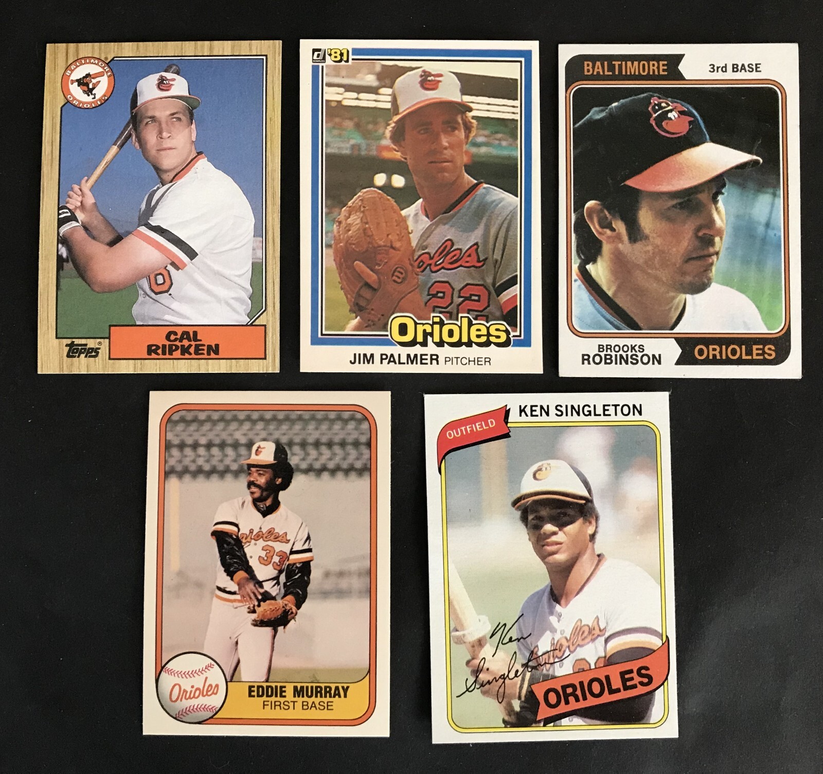 Baltimore Orioles Baseball Cards, lot of 5 , includes Ripken, Murray ...