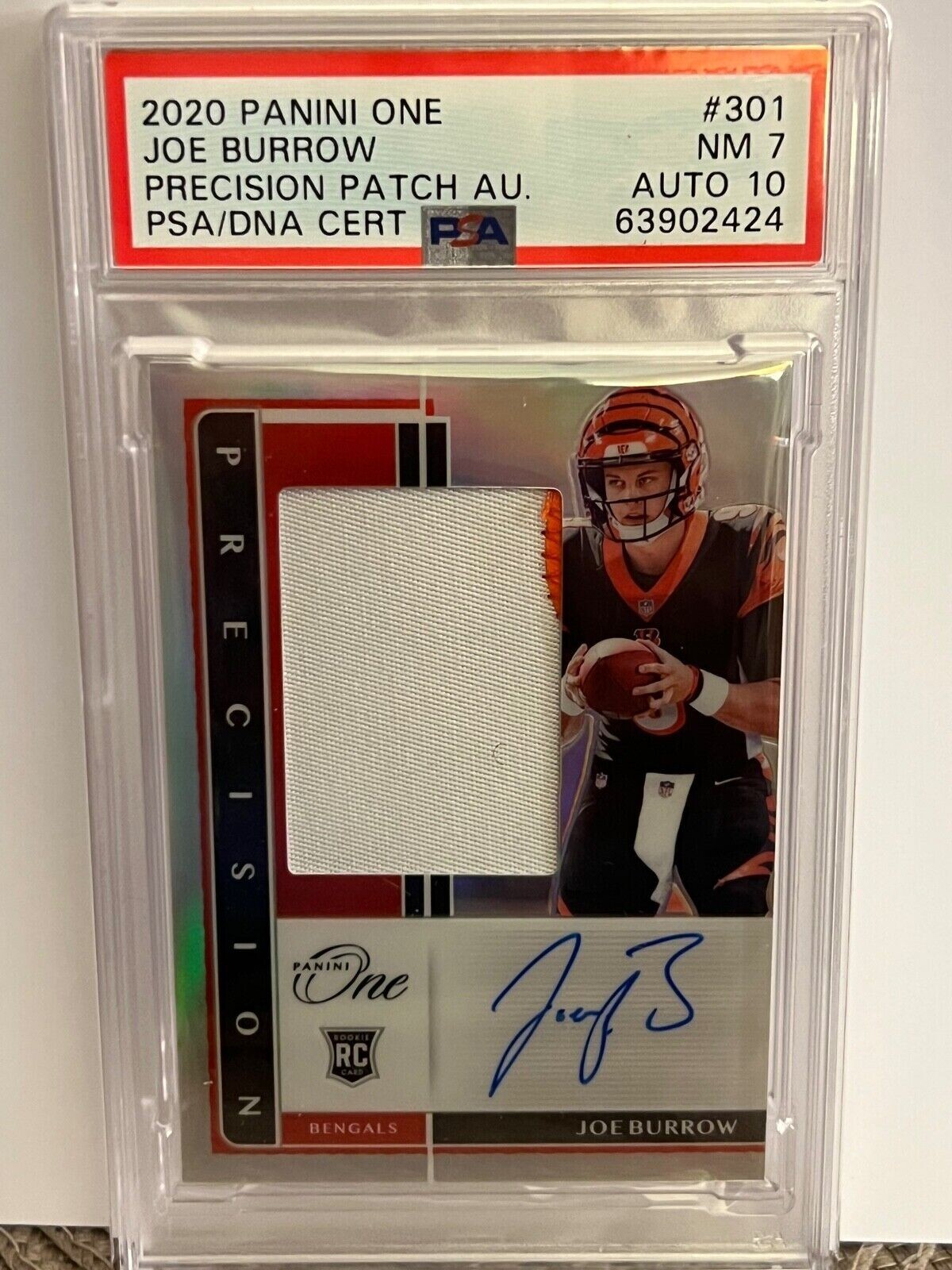 2020 Panini One Precision Rookie Patch Autograph #301 Joe Burrow Auto ...