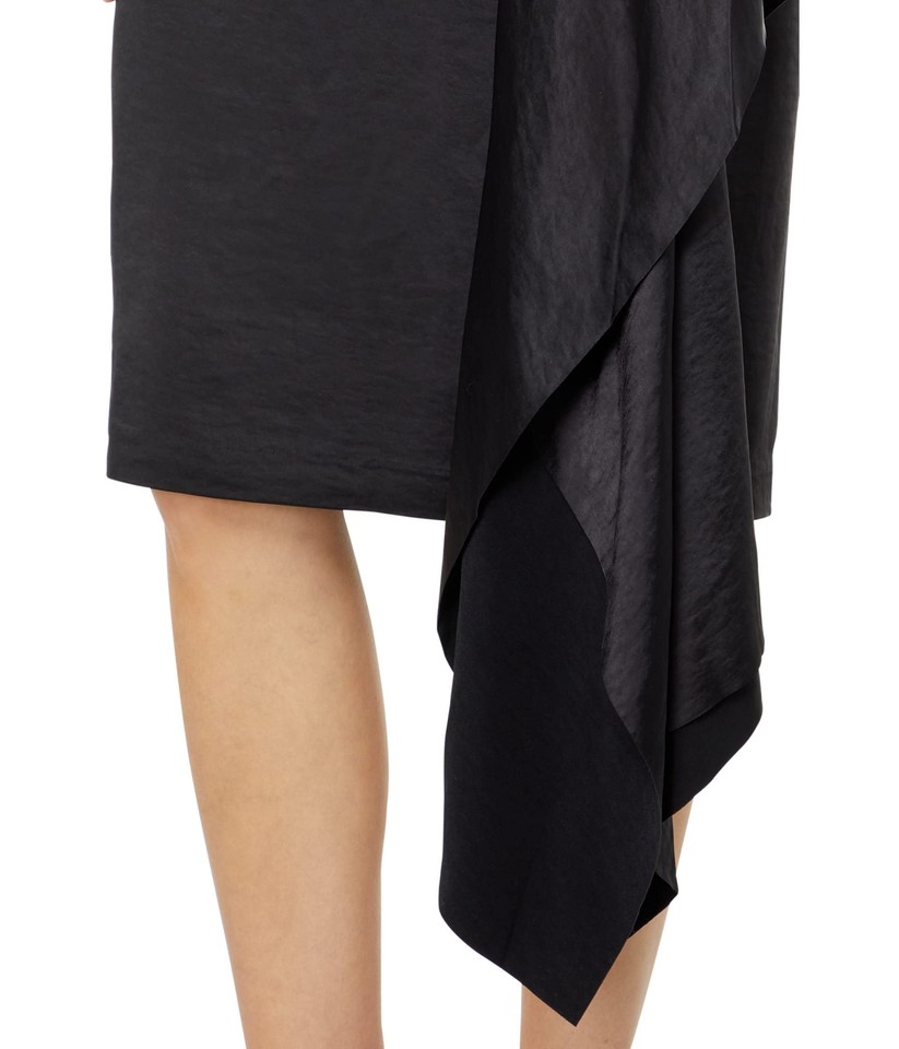 BCBGMAXAZRIA Women's Fitted Cascading Side Ruffle Midi Skirt, Black, 8 ...