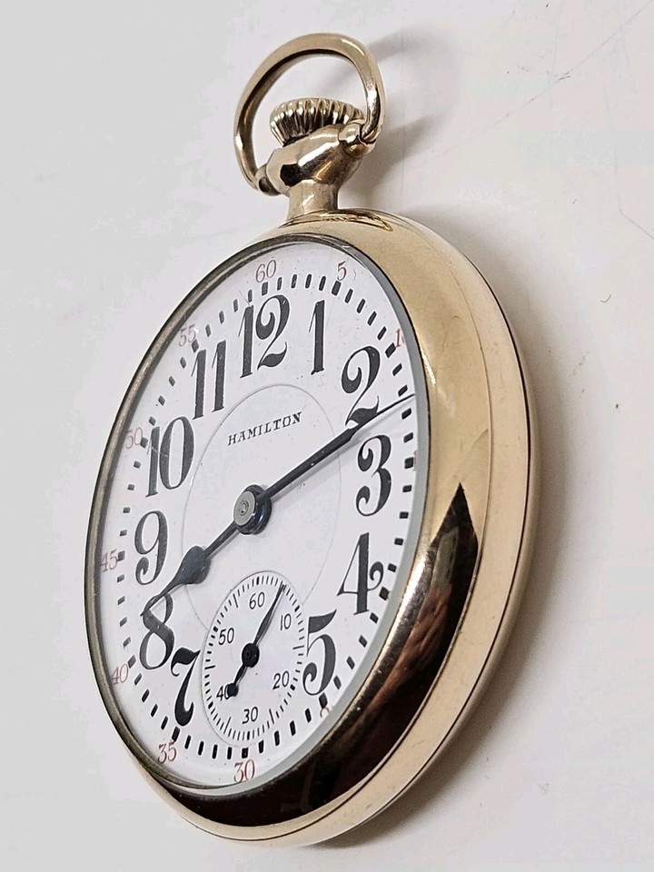 Antique 1930 HAMILTON 21J Railroad Grade 992 10K G.F. Gold RR Pocket ...