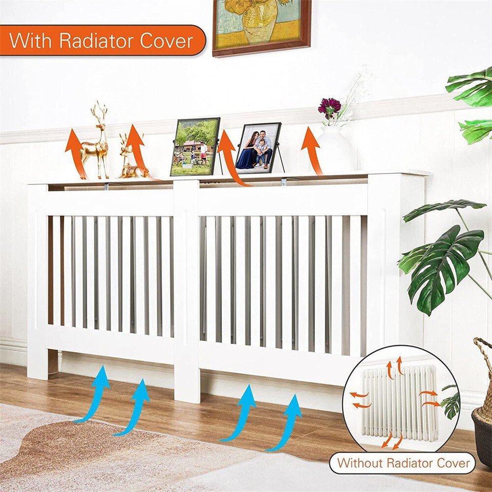 Modern Slatted Radiator Cover Heating Cabinet Solid Mdf White Extra ...