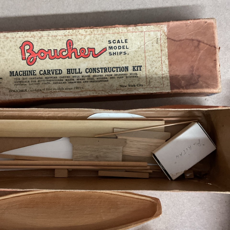 Vintage Boucher Scale Model Ships Puritan Machine Carved Hull Scale ...