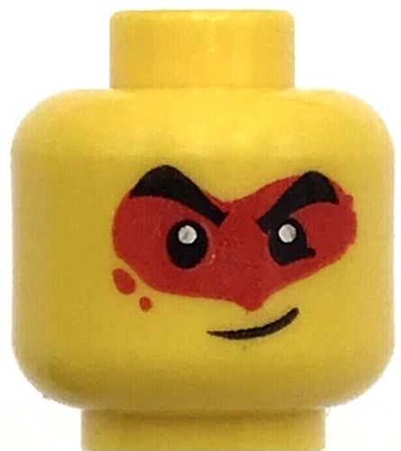 Lego New Yellow Minifigure Head Dual Sided Thick Black Eyebrows Angry ...
