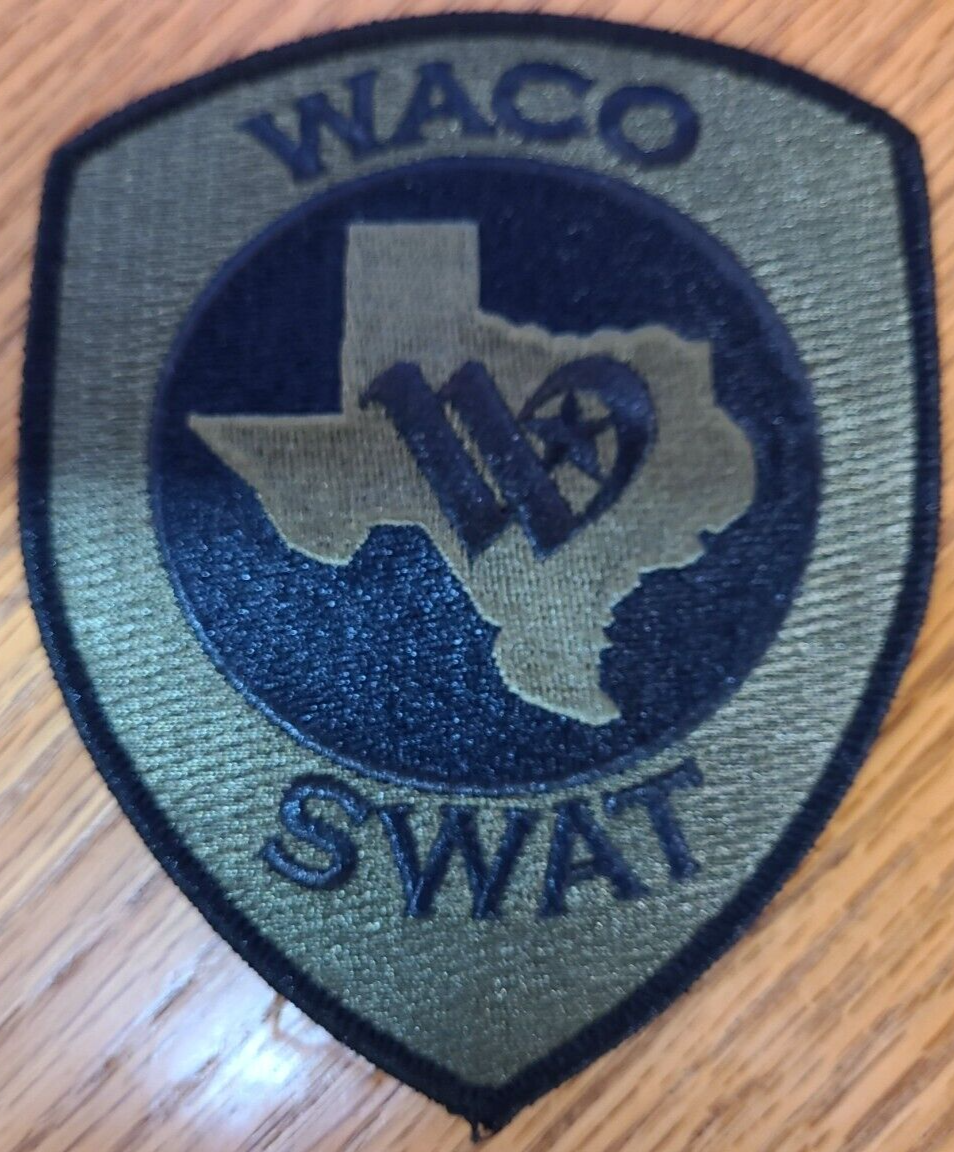 WACO TEXAS subdued green SPECIAL WEAPONS AND TACTICS SWAT POLICE PATCH ...