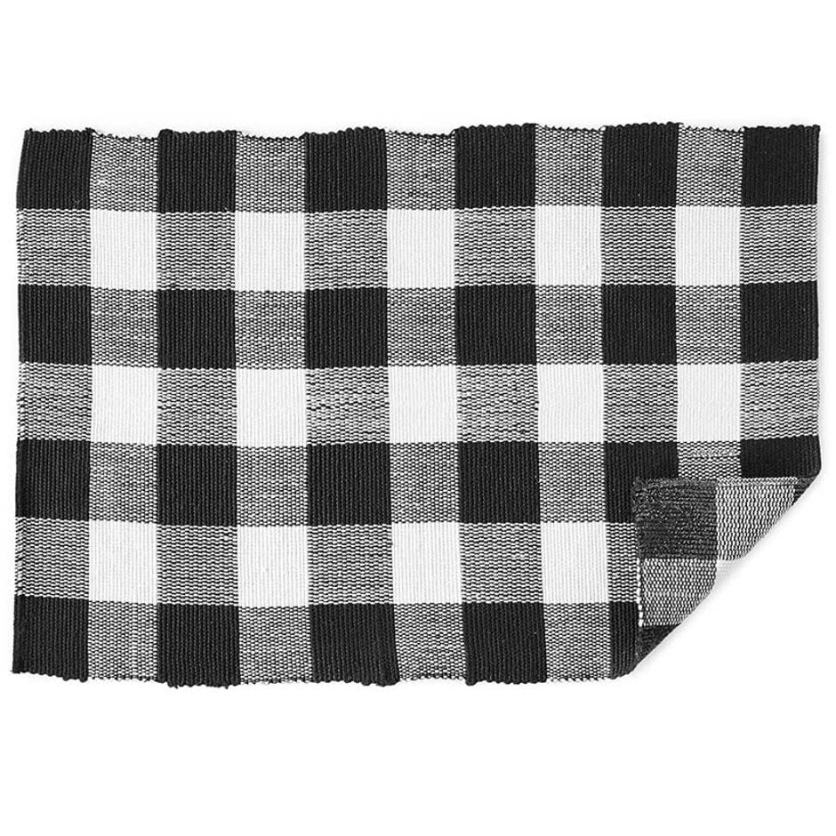 Buffalo Check Accent Layering Rug Front Door Mat Black White Checkered ...