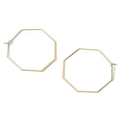Gold Octagon Hoop Earrings | eBay