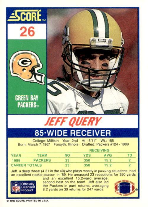 1990 Score #26 Jeff Query | eBay