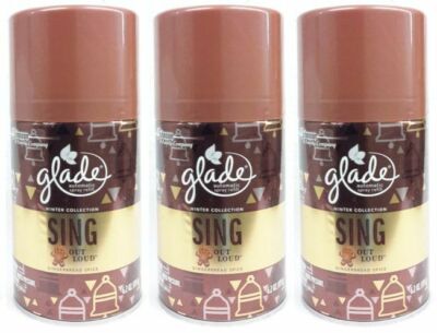 3 Glade SING OUT LOUD Gingerbread Spice Automatic Spray Refill Room ...