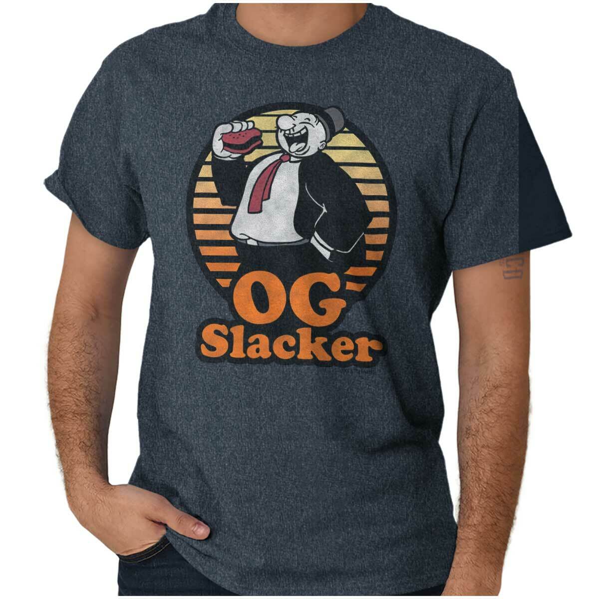 Funny Lazy Slacker Gym Workout Cartoon Wimpy Womens or Mens Crewneck T ...