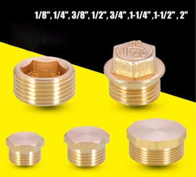 Brass Male Blanking End Cap Stop Plugs End Screw On 1/8" 1/4" 3/8" 1/2 ...