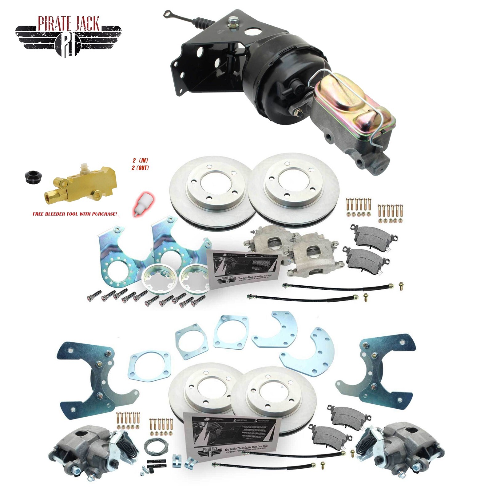 1966-1971 Ford Bronco Dana 30 Front Rear Disc Brake Kit & Booster ...