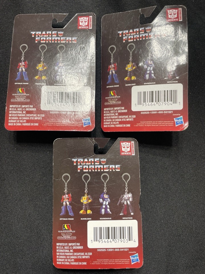 Transformers Figural Bag Clip Lot Bumblebee Megatron Soundwave Sealed ...