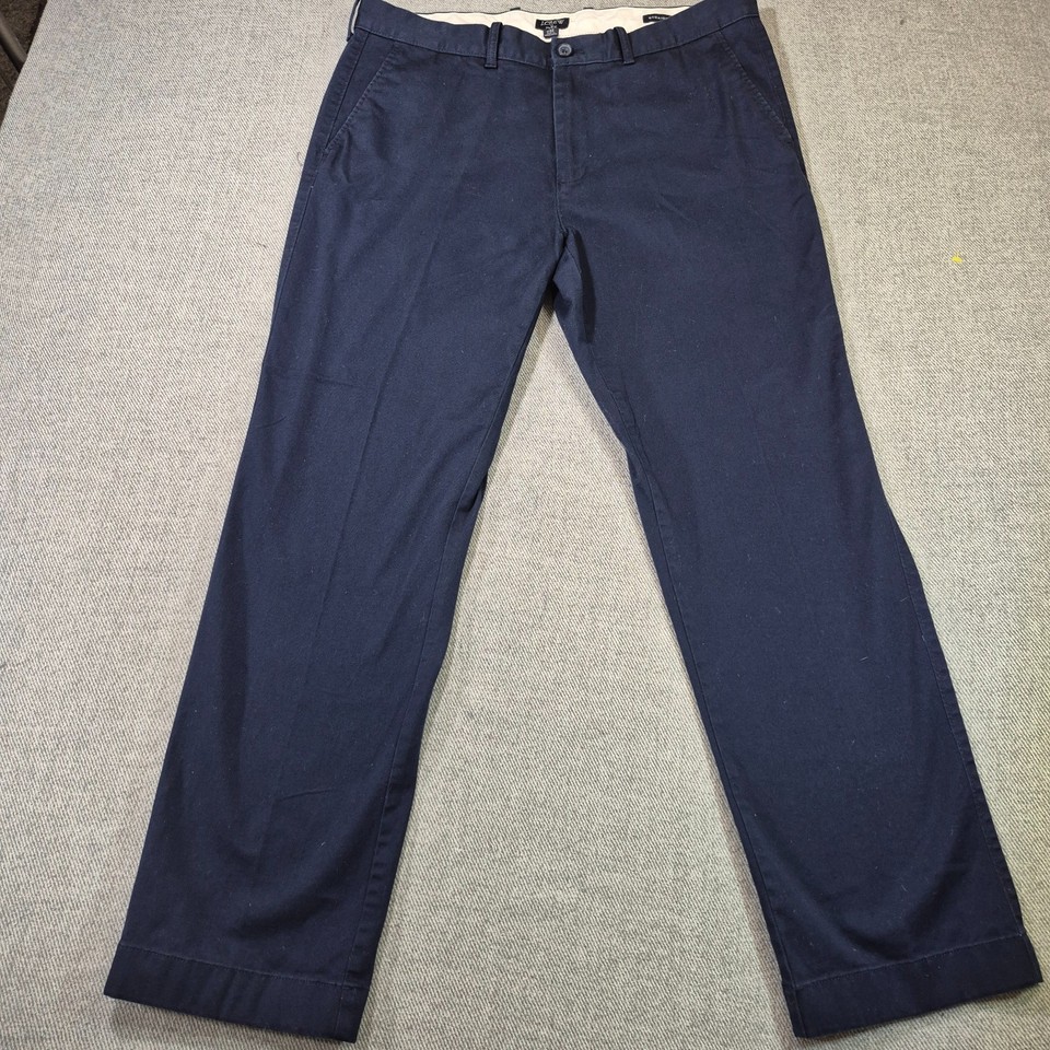J. Crew Flex Straight Chino Pants Men's Navy Blue Flat Front Casual ...