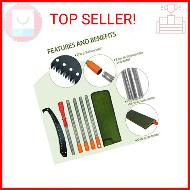 Pole Saws for Tree Trimming, Manual Pole Saws 7.8 Feet Extension Pole ...