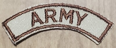 US ARMY Shoulder Arc Tab Rocker Cut DESERT PATCH tan & brown VTG NOS ...