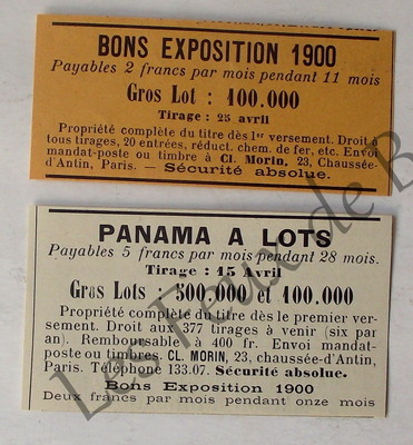 Publicité ancienne Bons exposition 1900, Panama, 1899 | eBay