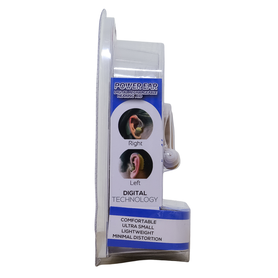 Power Ear Digital Rechargeable Hearing Aid Manually Controls Hi & Lo ...