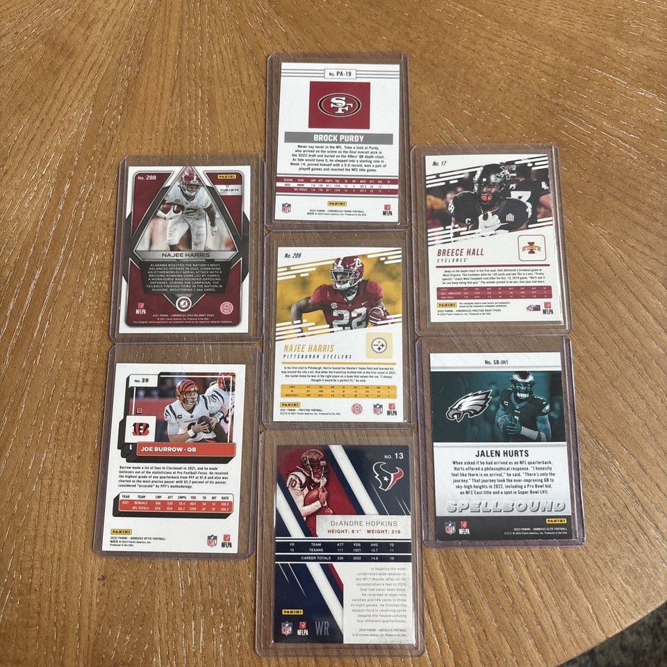 Football Card Lot of 7 (Brock Purdy, Breece Hall, Jalen Hurts) ROOKIES ...