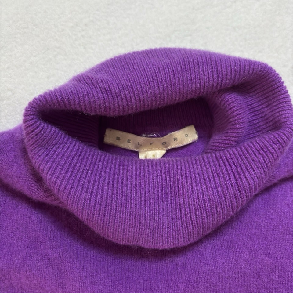 Belford Sweater Women’s S Purple Ribbed Turtleneck Long Sleeve 100% ...