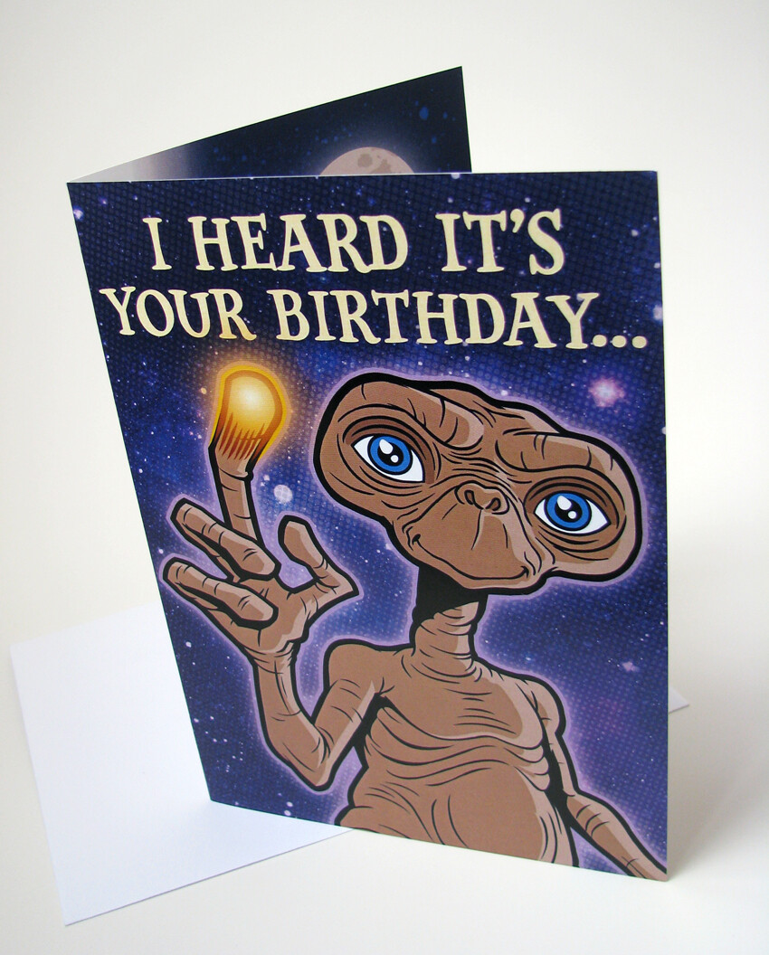 E.T. Birthday Card Extra Terrestrial 5" x 7" ET Funny 80s Movie ...