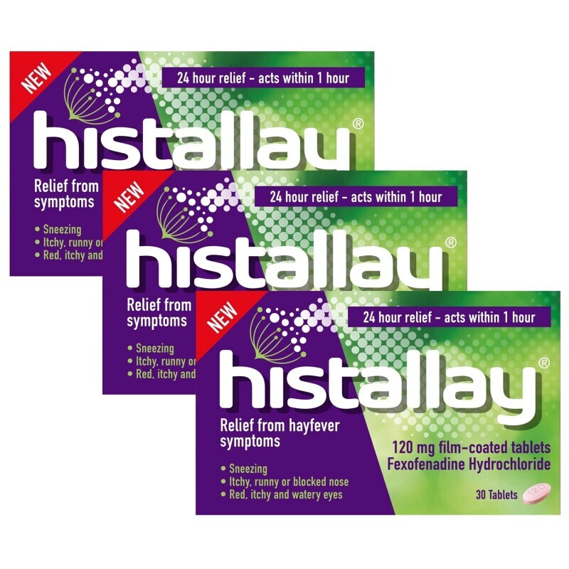 Histallay Fexofenadine 120mg 30 Tablets x 3 Allergy Relief Medication ...