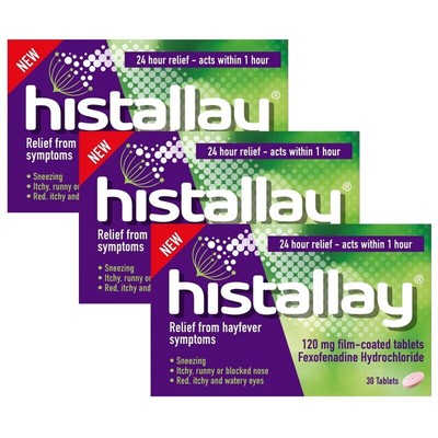 Histallay Fexofenadine 120mg 30 Tablets x 3 Allergy Relief Medication ...