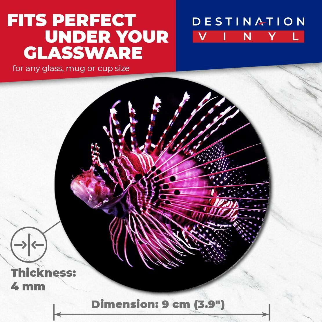 2 x Coasters - Pink Spot Fin Lion Fish Lionfish #46110 | eBay UK