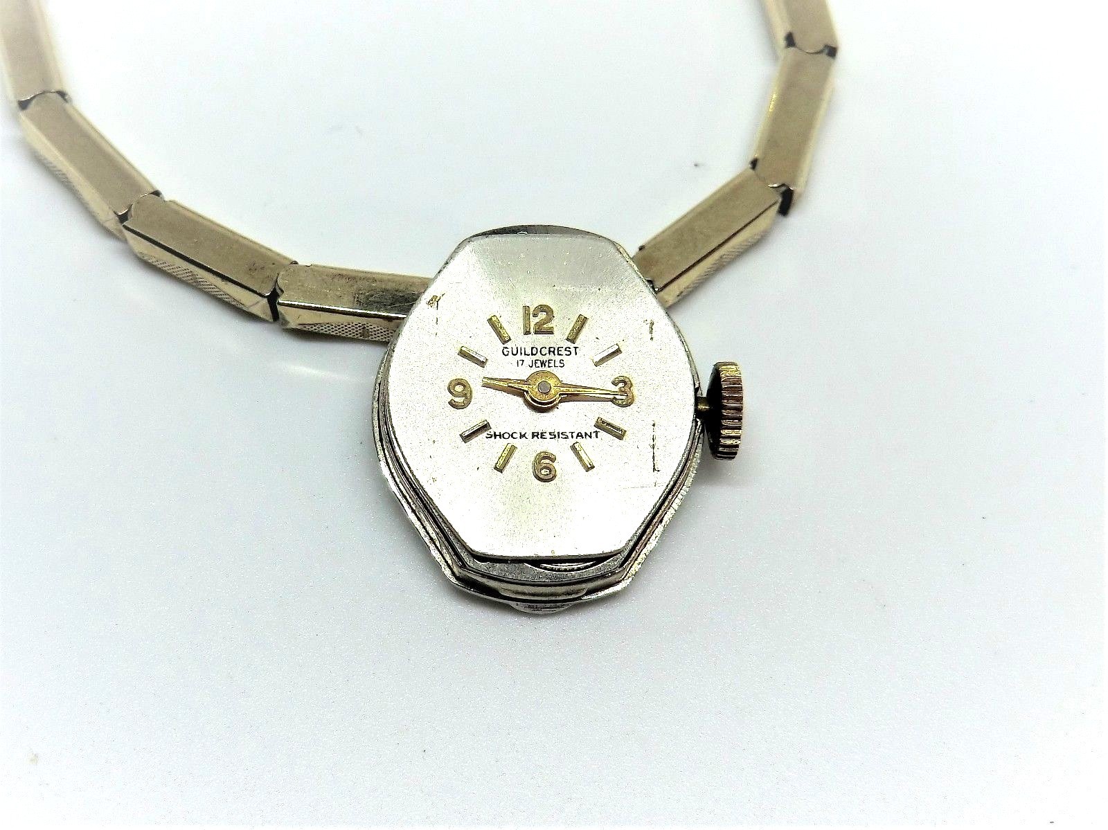 Vintage 17 Jewel Guildcrest 10K Gold RGP Ladies Watch Serviced Running ...