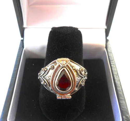 Handmade Sterling Silver Garnet Tear Drop Poison Ring - Sizes 6-9 | eBay