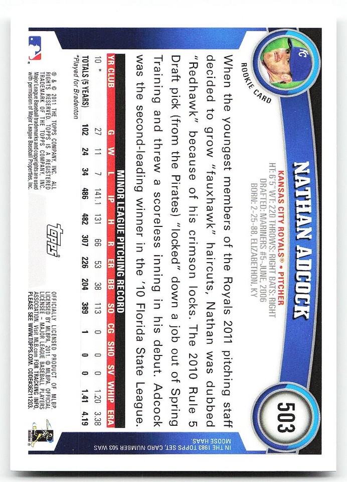 🔥 2011 Topps #503 Nathan Adcock Rookie | eBay