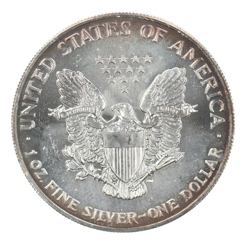 Beautiful Toned - 1990 American Silver Eagle 1 Troy Oz .999 Fine Silver ...