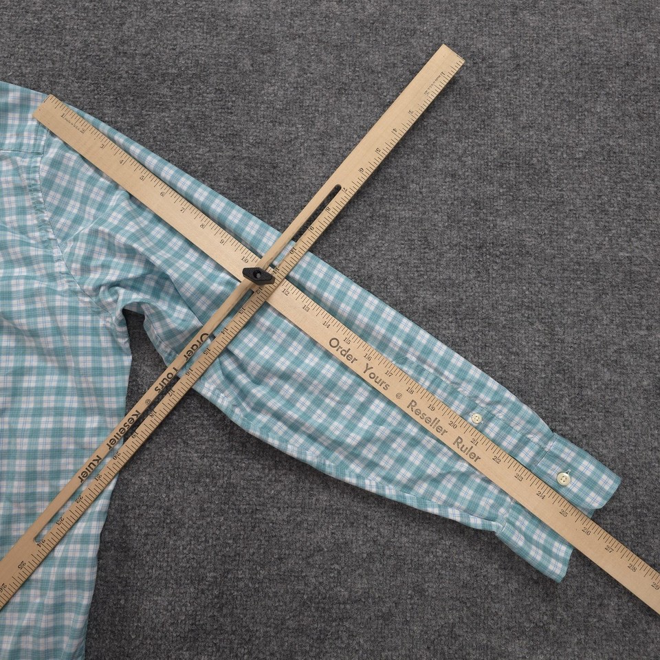 Peter Millar Shirt Mens 2XL Blue Green Check Morris Crown Lite Stretch ...