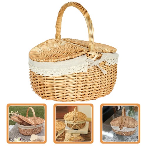 Portable Fruit Basket Multi-function Snack Container Picnic Wicker ...