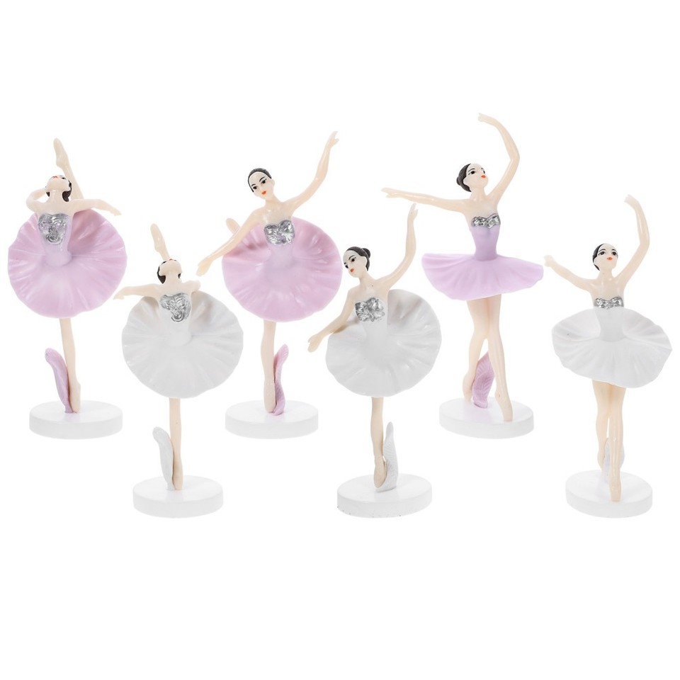 6 Pcs Ballet Girl Plastic Cake Decoration Adornments Lovely Assorted ...